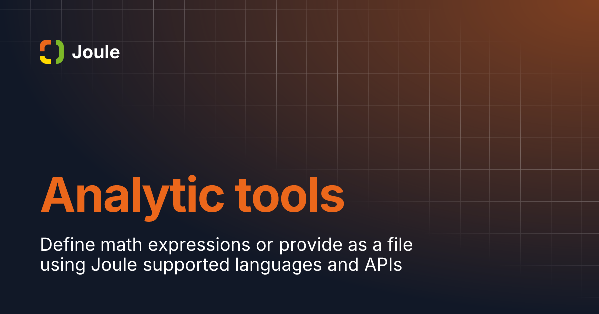 Analytic tools | Joule
